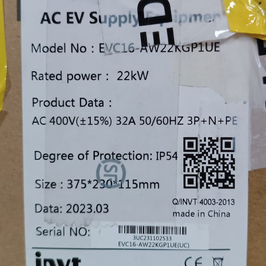 INVT EVC16 Series EV AC Charger 22KW – Gümrük Sepeti